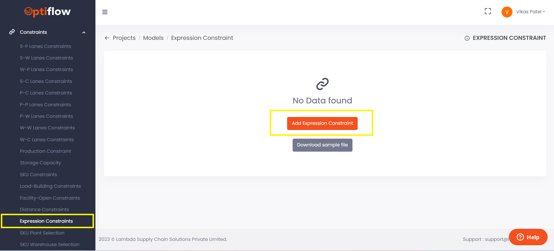 Expression Constraint - Lambda SCS