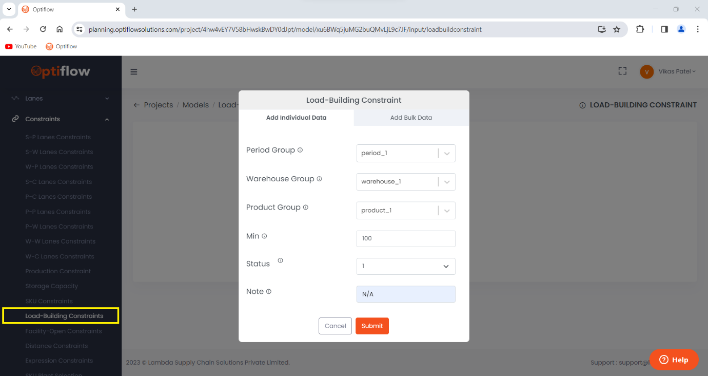Load Building Constraint - Lambda SCS