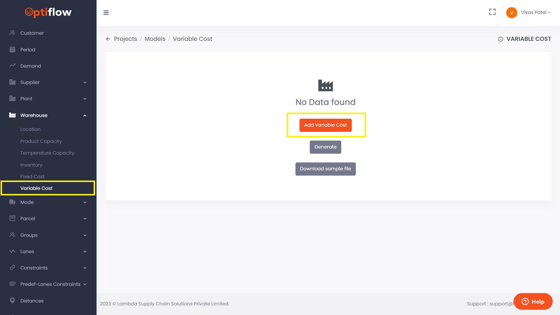 Variable Cost - Lambda SCS
