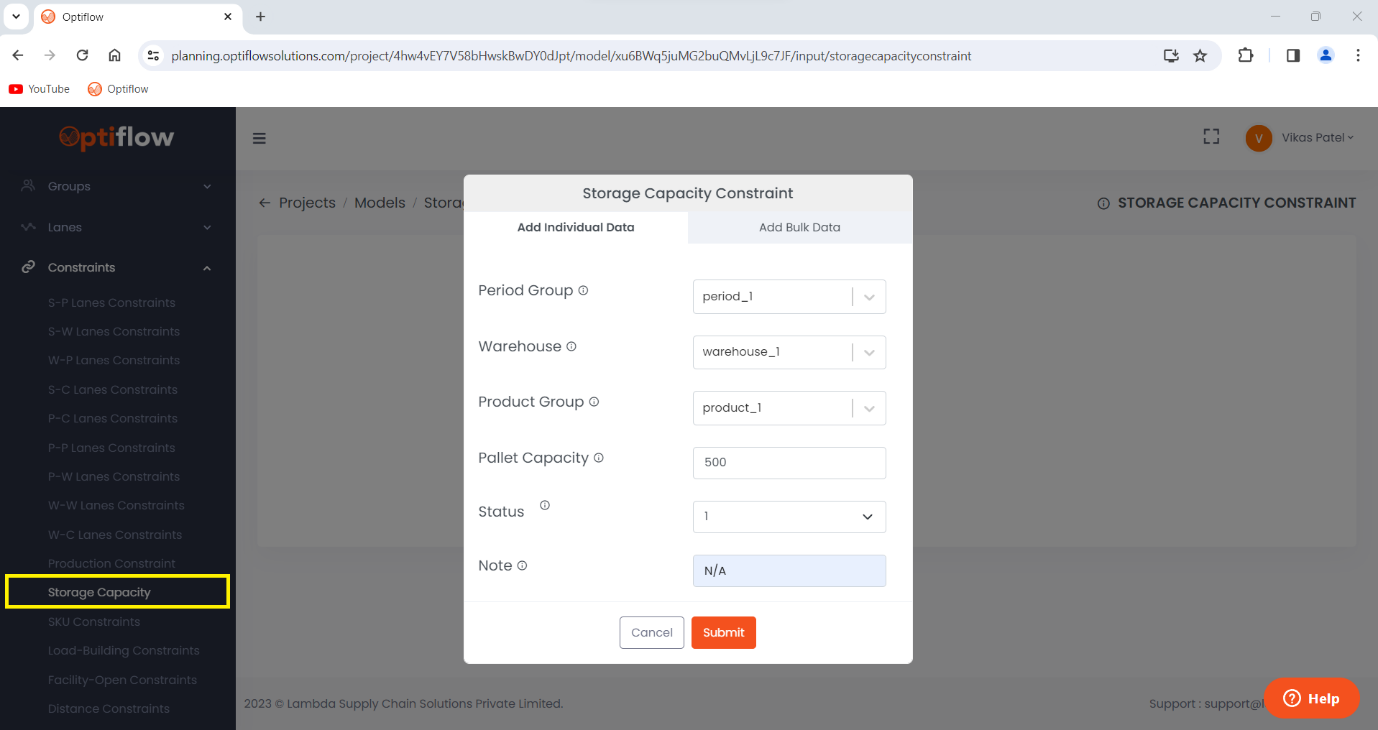 Storage Capacity Constraint - Lambda SCS