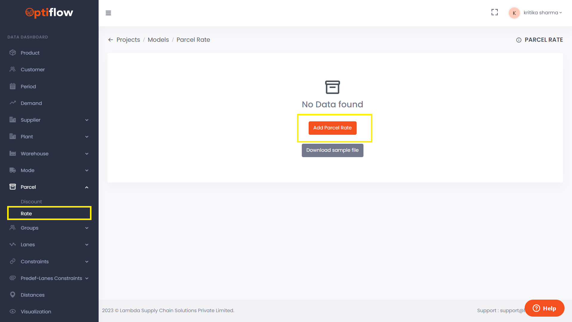 Parcel Rate - Lambda SCS