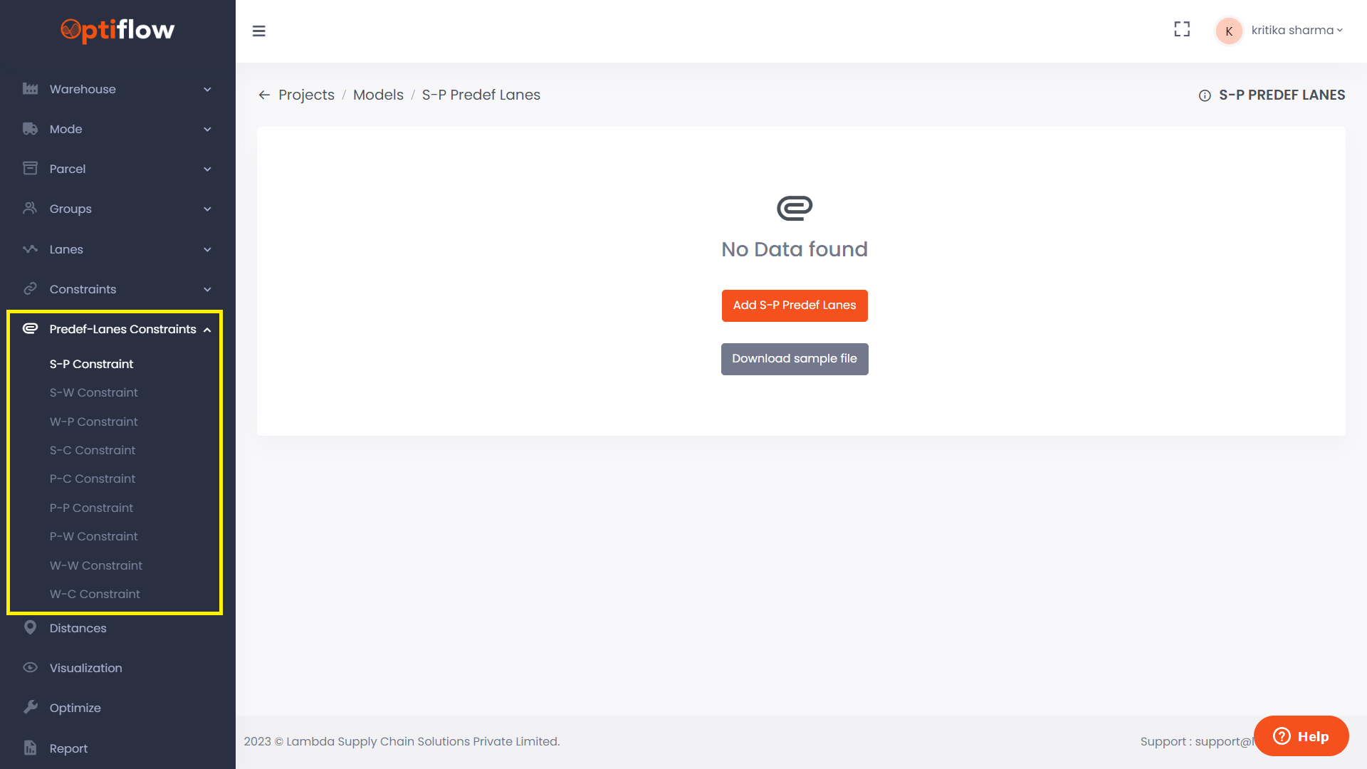 Predef-Lanes Constraint - Lambda SCS