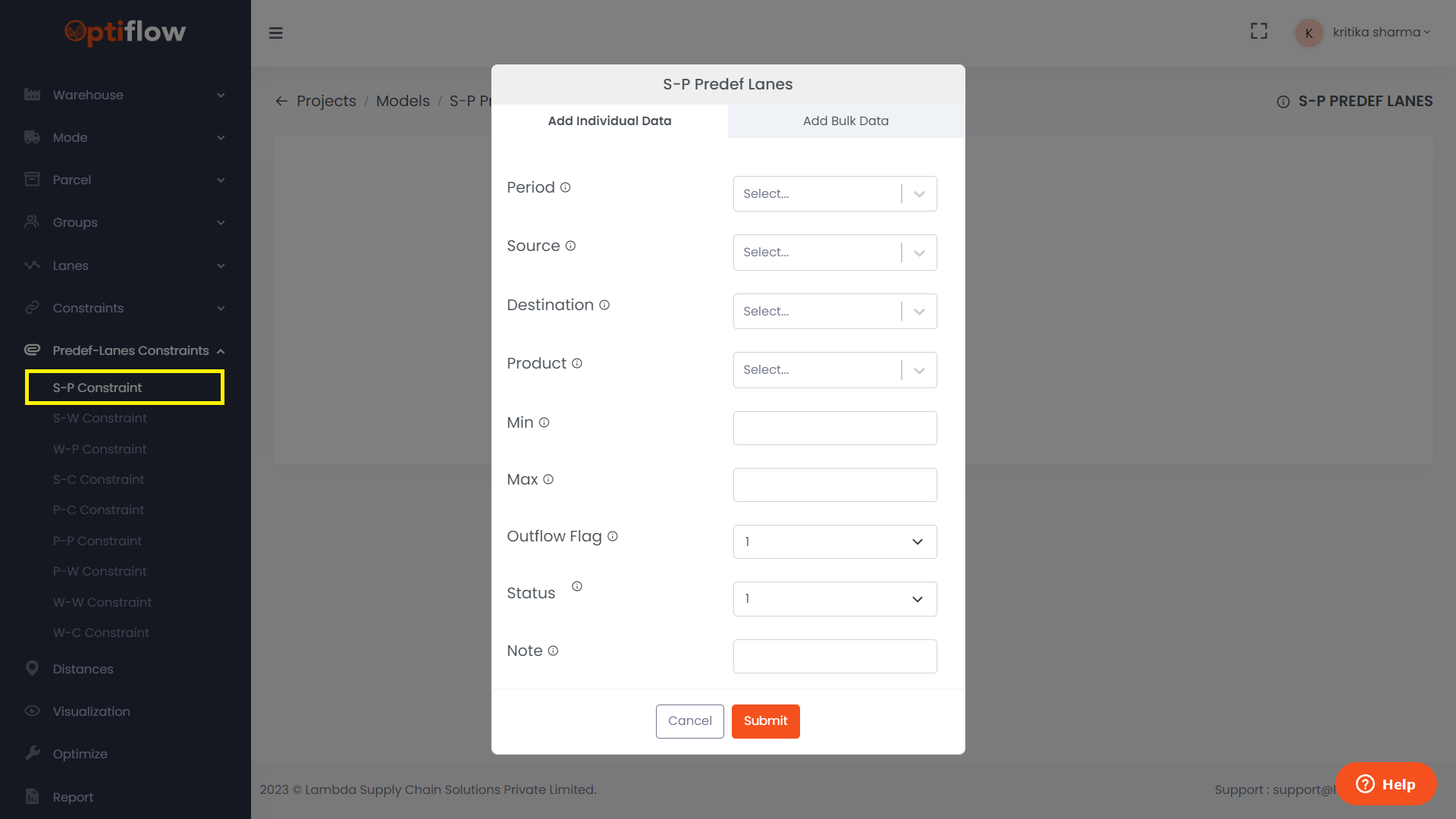 Predef-Lanes Constraint - Lambda SCS
