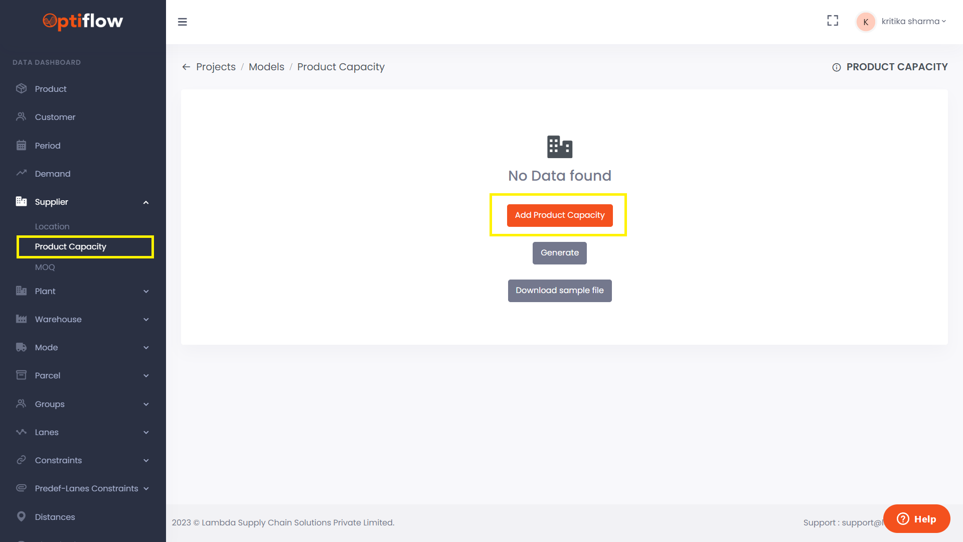 Product Capacity - Lambda SCS