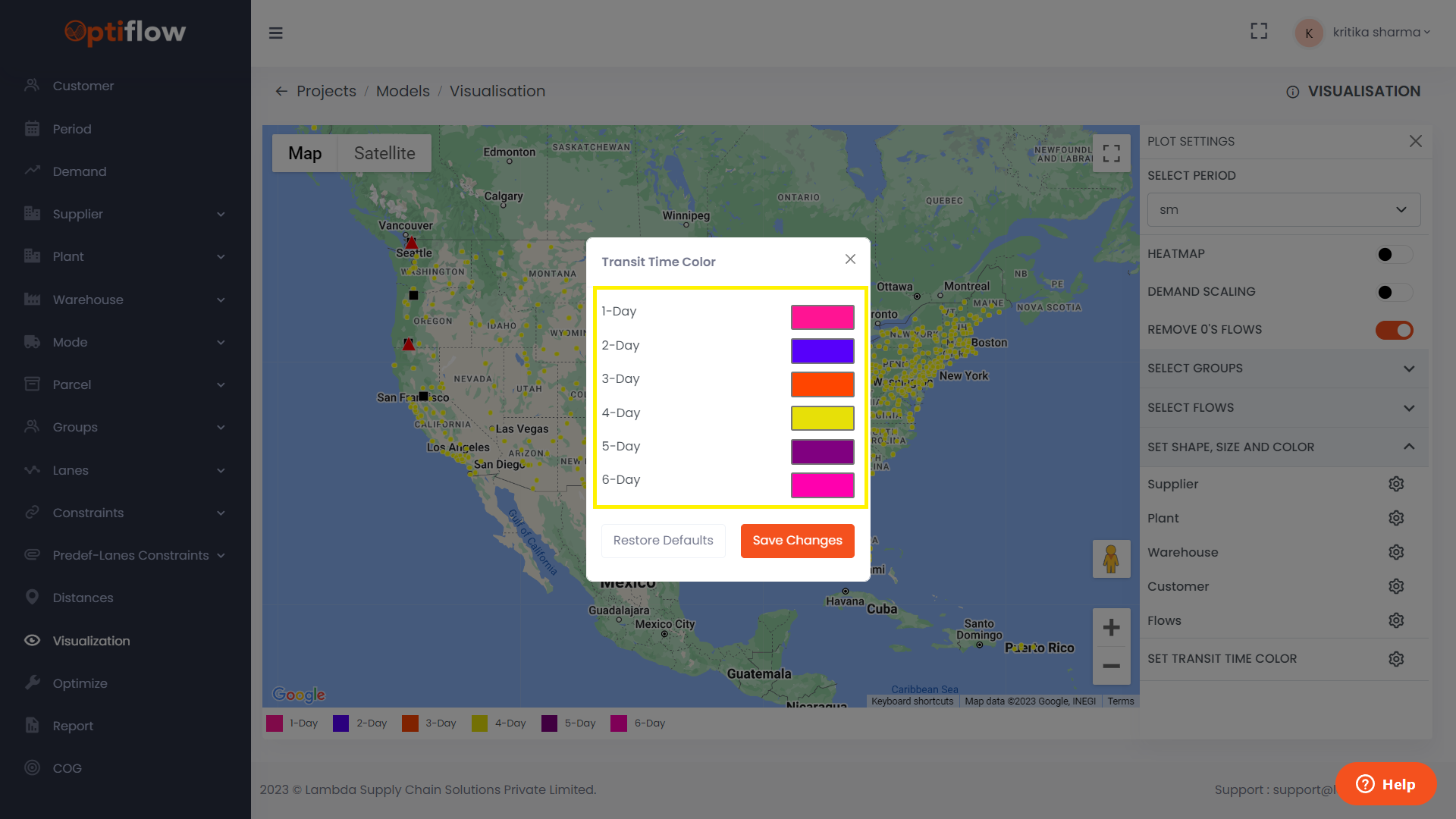 Set Transit Time Color - Lambda SCS