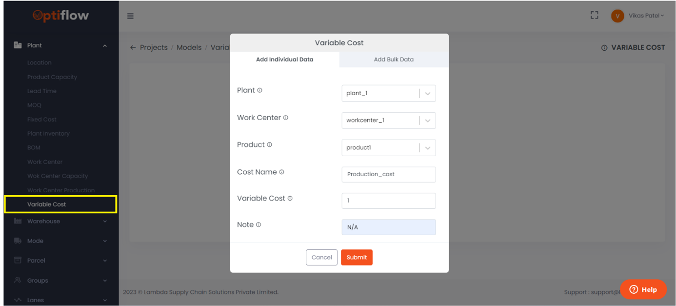 Variable Cost - Lambda SCS