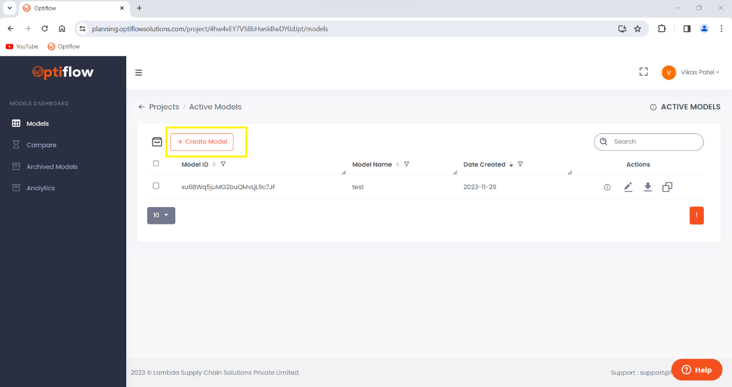 1. Create Model (RO) - Lambda SCS